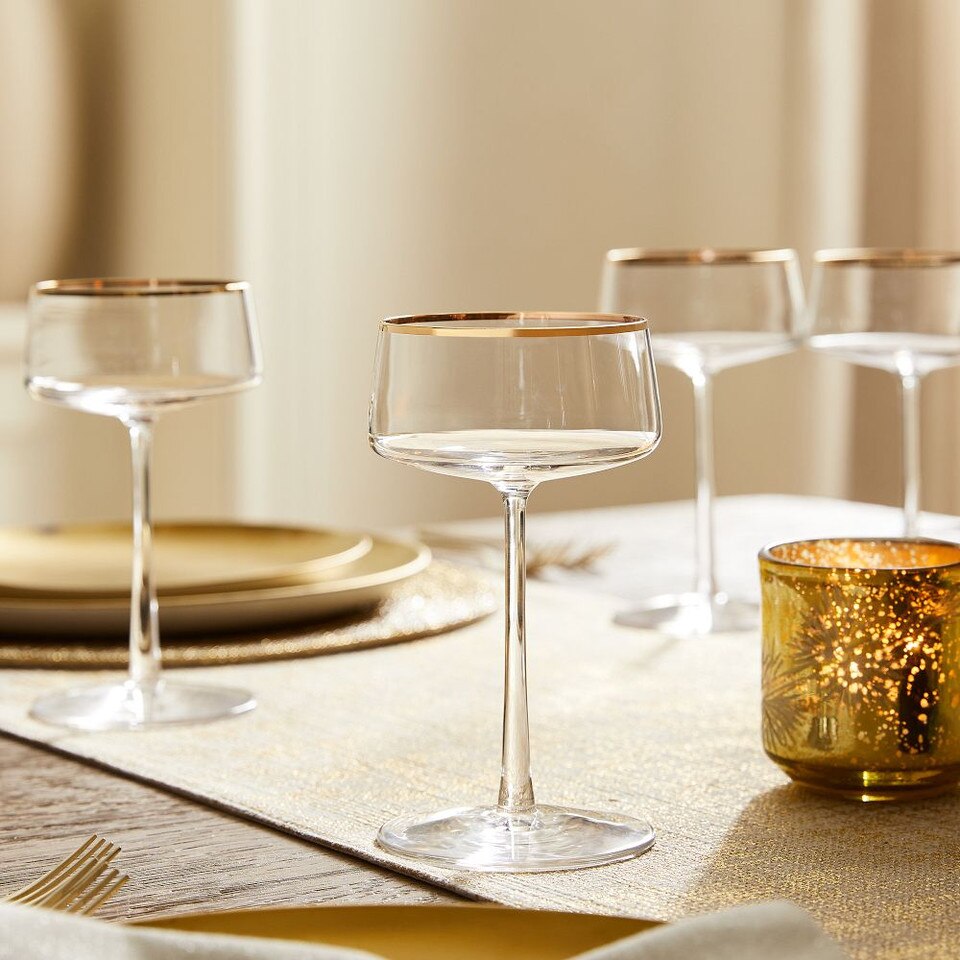 Horizon Lead-Free Crystal Gold-Rimmed Glassware - West Elm Australia